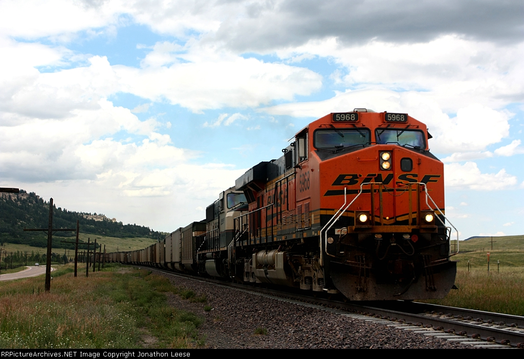 BNSF 5968 holds for a northbound north of the single track
